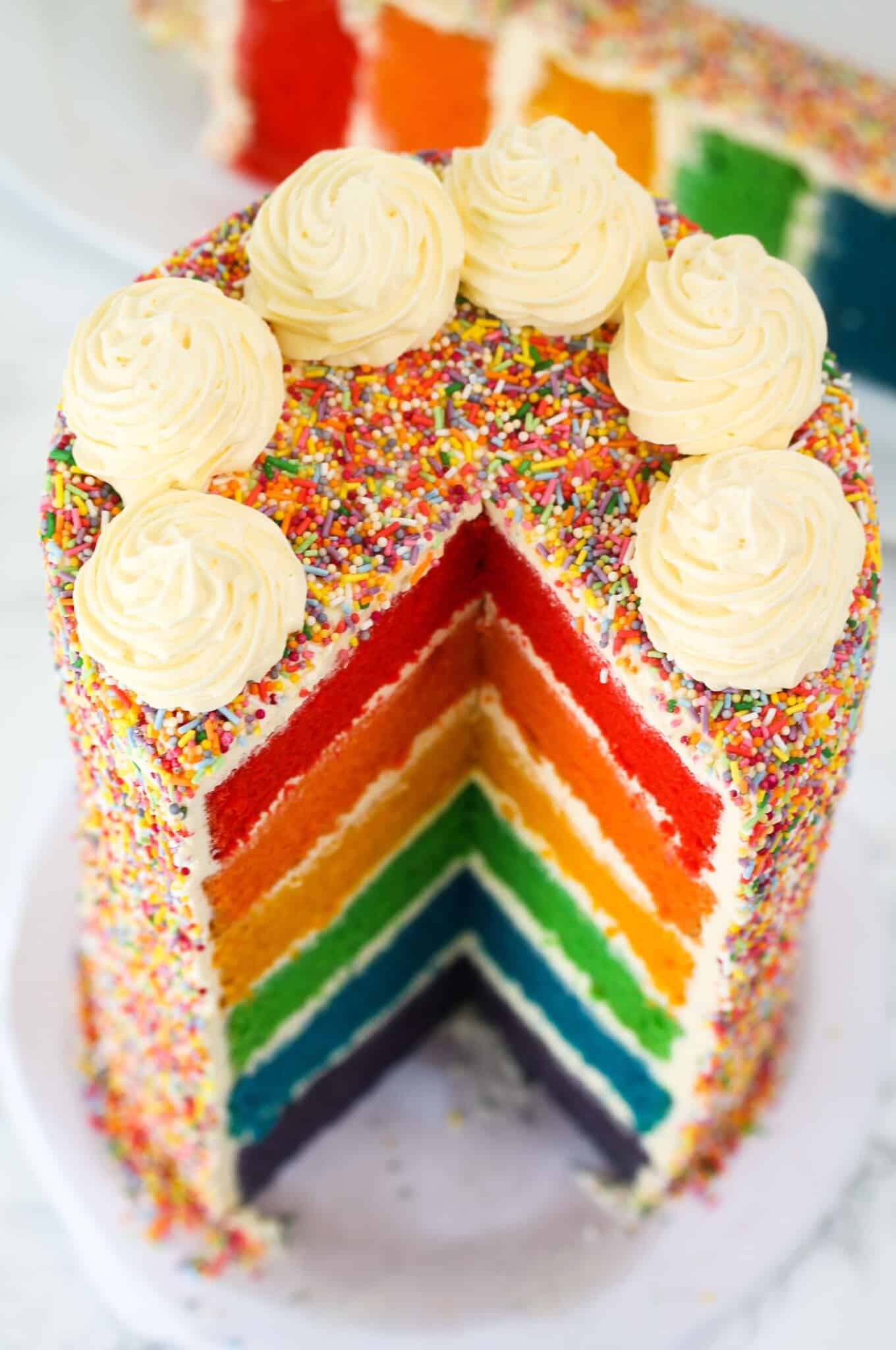 Rainbow Layer Cake with Sprinkles - Sims Home Kitchen