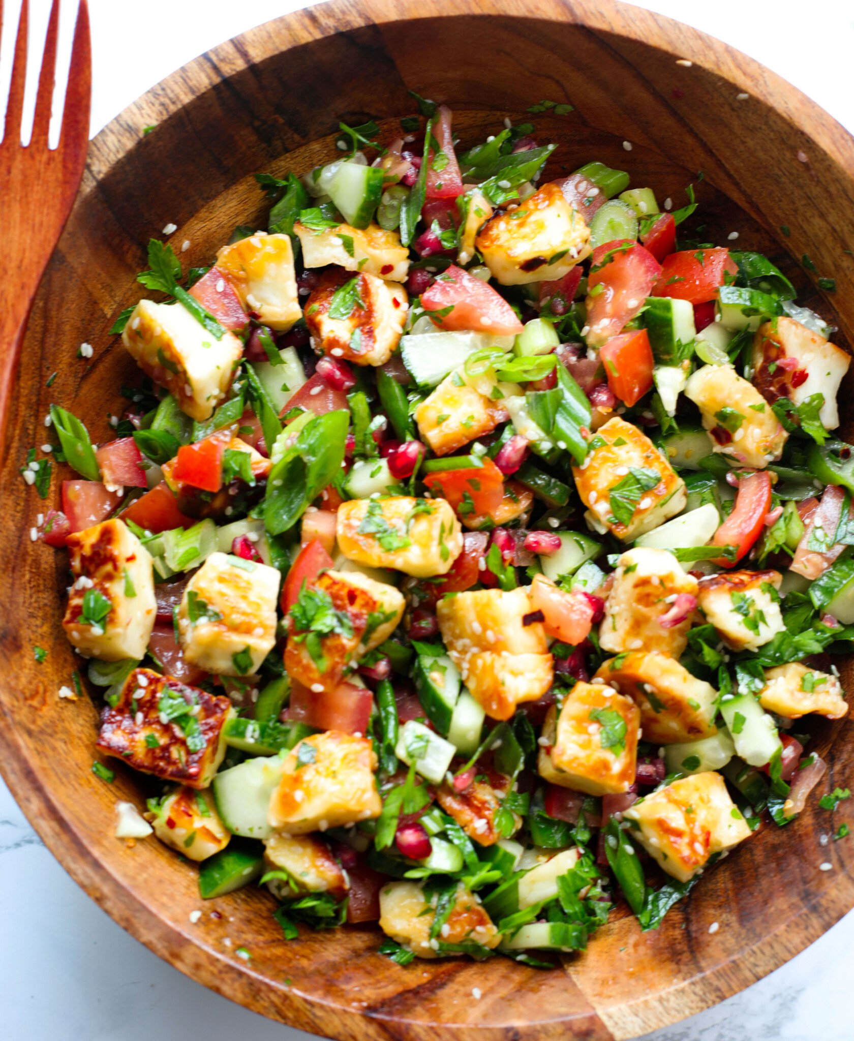 Halloumi Salad Bowl with Pomegranates | Sims Home Kitchen