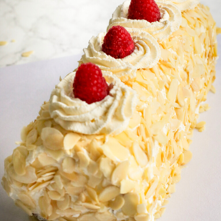 Raspberry and Almond Roll Cake - Sims Home Kitchen